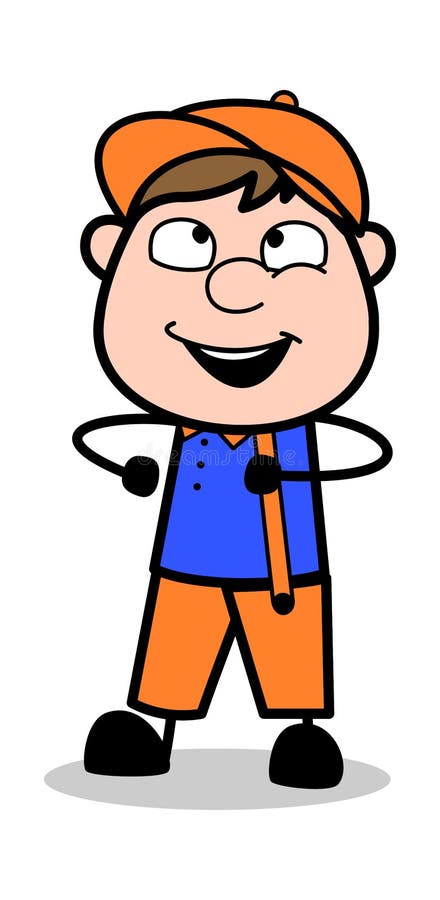 Dancing - Retro Cartoon Carpenter Worker Vector Illustration Stock ...
