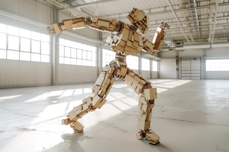 A Dancing Robot is Assembled from Boards of Different Pieces of Wood ...