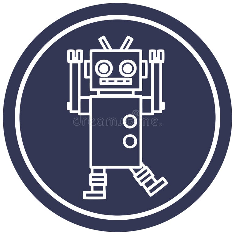 Dancing Robot Circular Icon Symbol Stock Vector - Illustration of icon ...