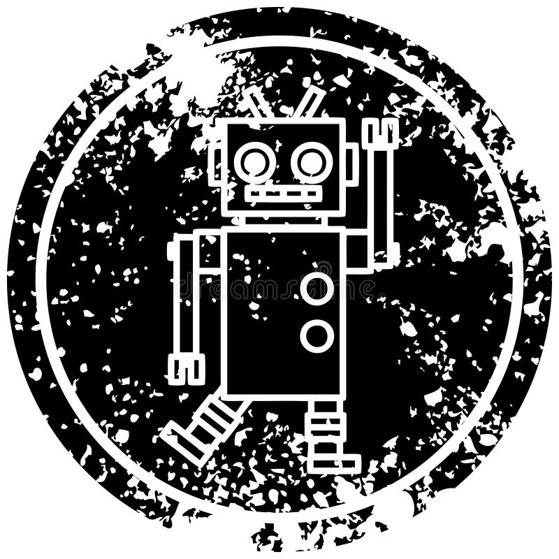 Dancing Robot Distressed Icon Symbol Stock Vector - Illustration of ...