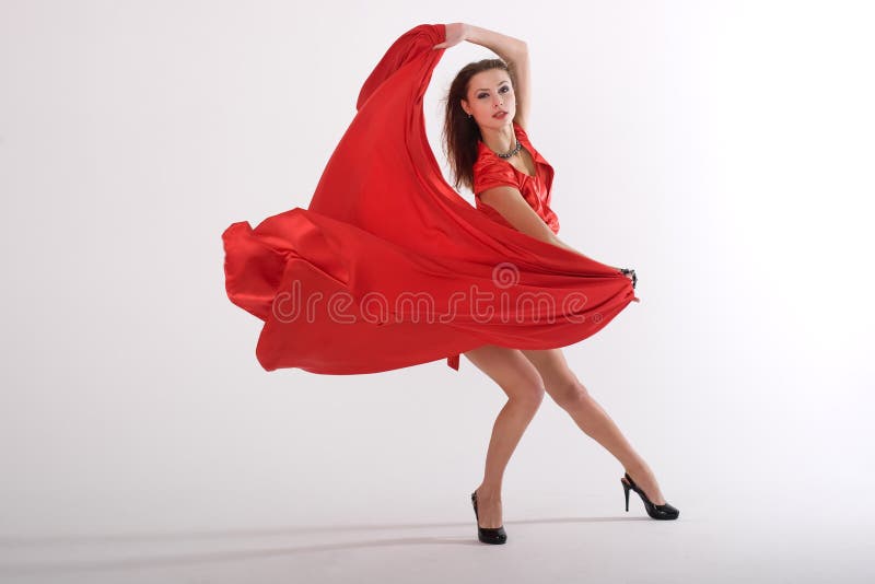 Dancing lady in red stock image. Image of hair, sensuality - 7503377