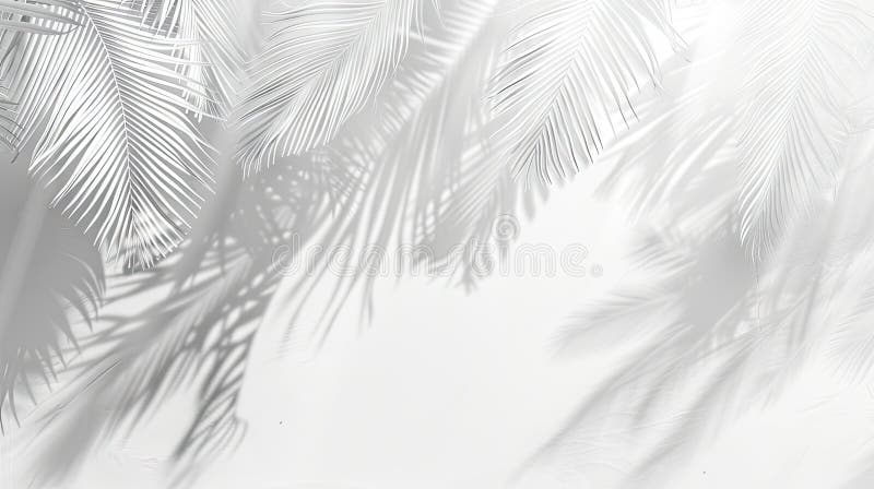 Dancing Shadows: Palm Tree Leaves Silhouettes on White Wall Stock ...