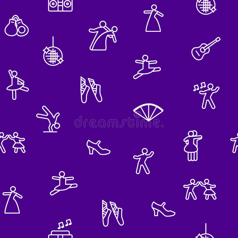 Dancing Signs Thin Line Seamless Pattern Background. Vector Stock ...