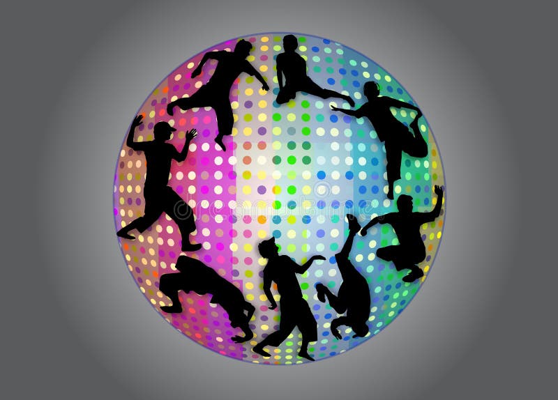 Dancing Silhouettes in Stroboscopic Ball Stock Vector - Illustration of ...