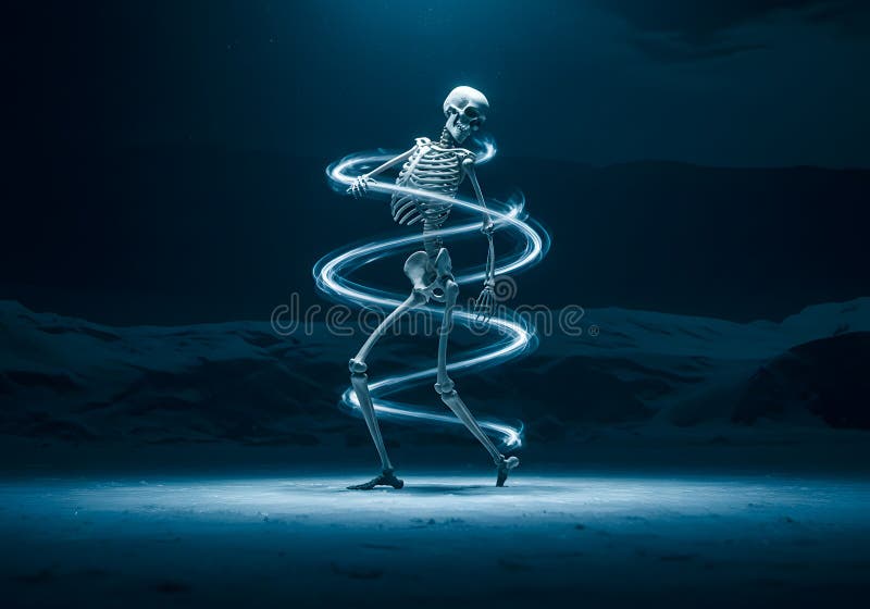 Dancing Skeleton Light Effect Stock Illustration - Illustration of ...