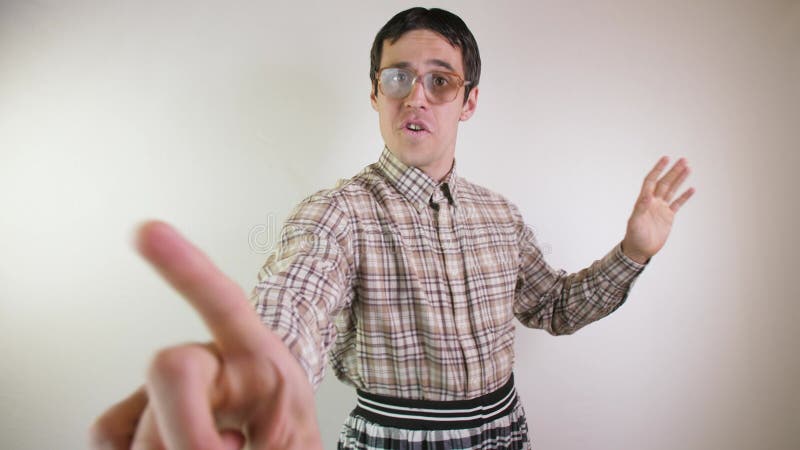 Dancing Smiling Nerd in Glasses Stock Footage - Video of eccentric ...