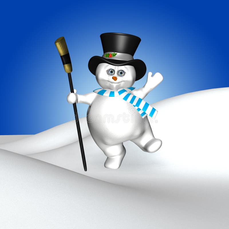 Dancing Snowman stock illustration. Illustration of blue - 12219545