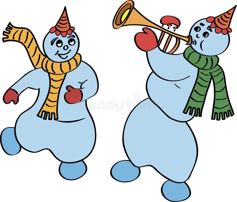 Dancing snowmen stock vector. Illustration of card, celebration - 22262988