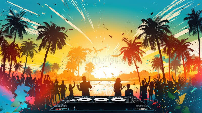 Dancing Spring Break Beach Party Stock Illustration - Illustration of ...