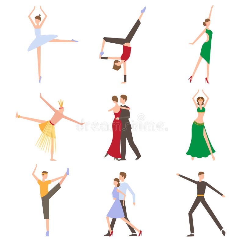 Dancing Styles Flat design stock illustration. Illustration of graceful ...