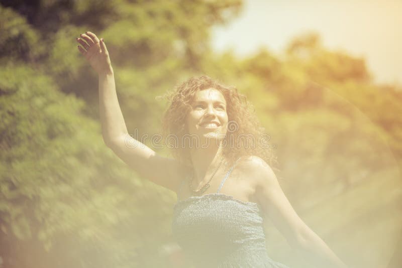 Dancing with the sun stock image. Image of enjoyment - 164215319