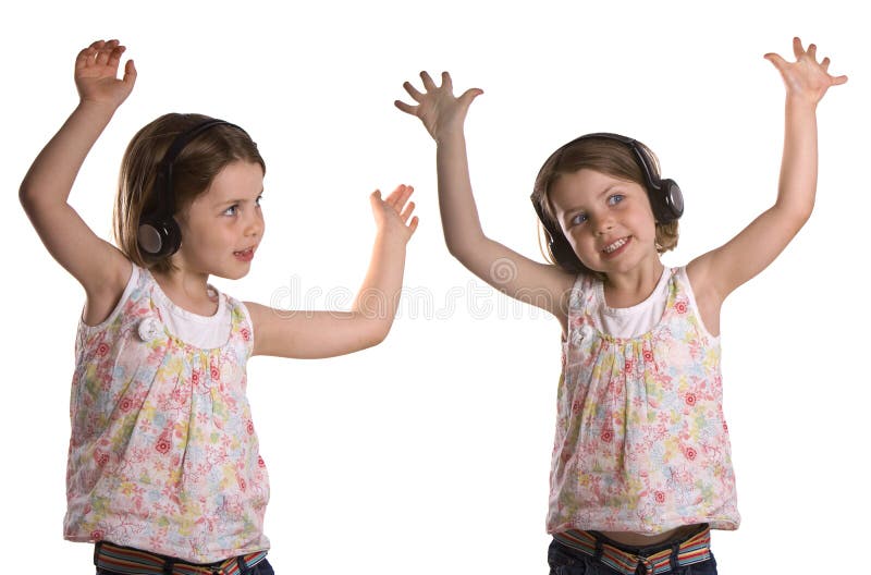 Dancing Twins with Headphones Stock Image - Image of dance, child: 5370259