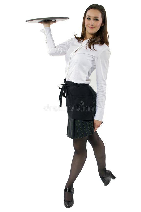 Dancing Waitress stock image. Image of holding, cheerful - 40065541