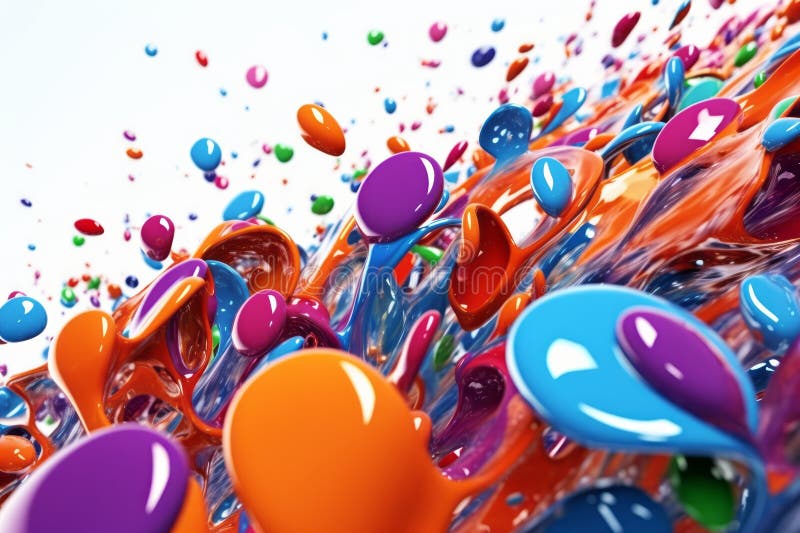 Dancing Water Droplets: Colorful 3D Render of Vibrant Water Droplets in ...