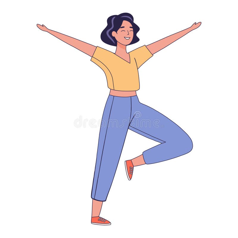 Dancing Woman Cartoon Illustration Stock Vector - Illustration of ...