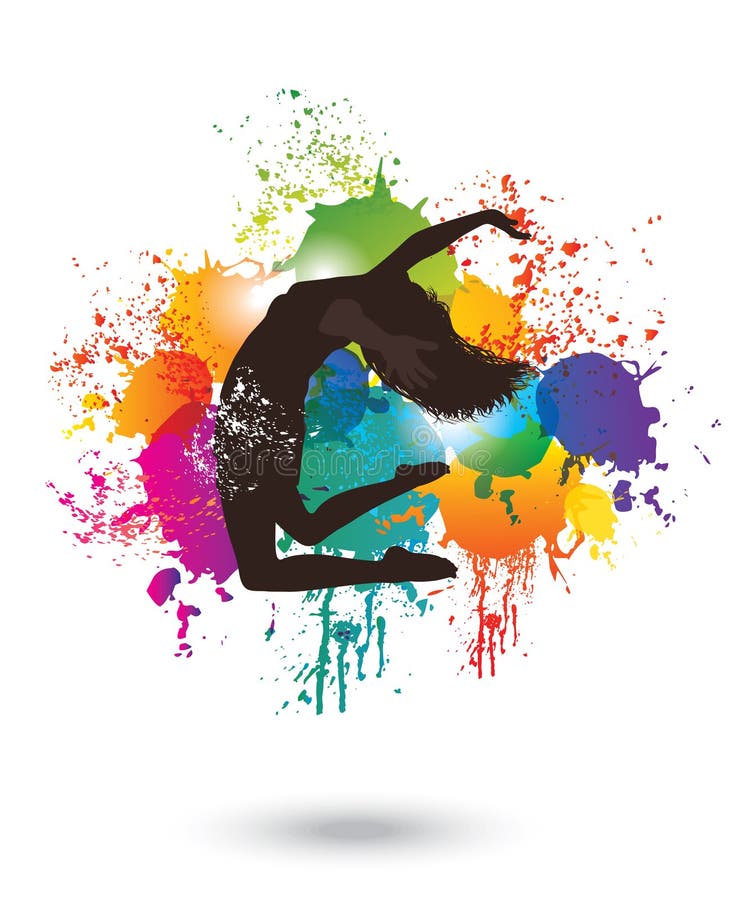 Colorful Ballet Dancer, Digital Painting with Flying Birds Stock Vector ...