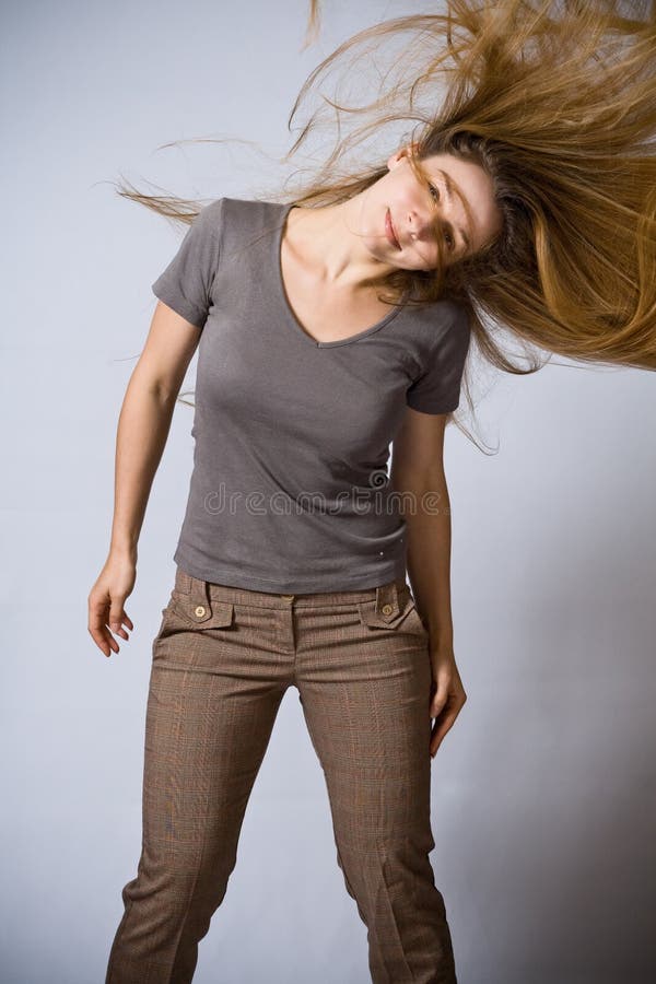 Dancing Woman with Moving Hair Stock Photo - Image of moving, person ...