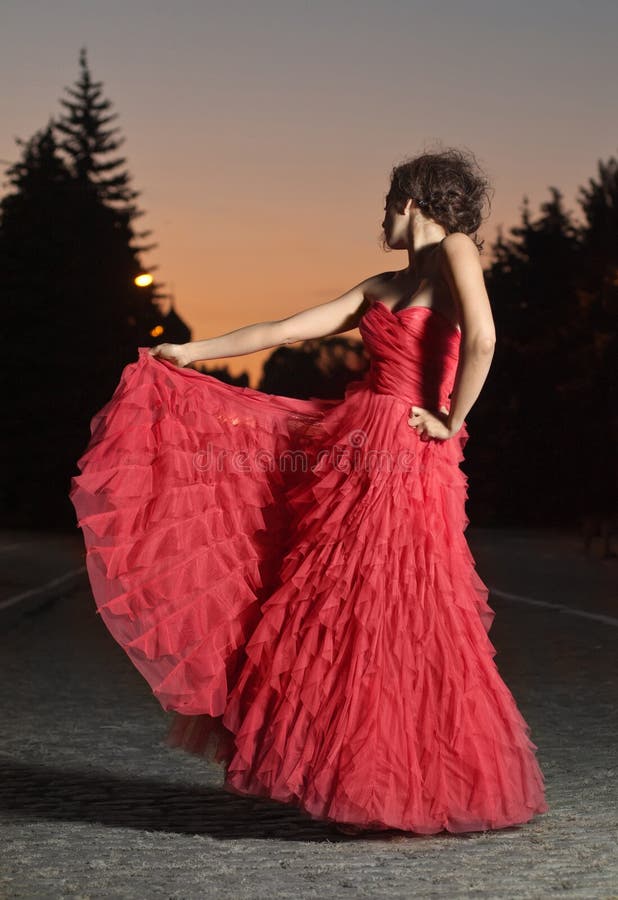 Dancing woman in red stock photo. Image of dramatic, person - 60422960