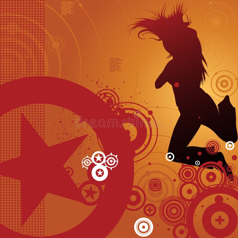 Dancing Woman and Retro Background Stock Vector - Illustration of ...