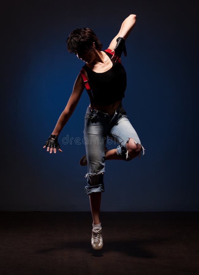 Dancing Woman in Street Style Stock Photo - Image of clothing, activity ...