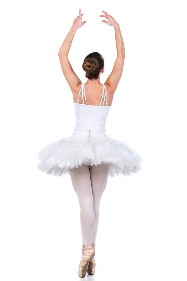 Toe Dancing. Ballerina Leg in White Ballet Shoe. Lacing Ballet Slipper ...