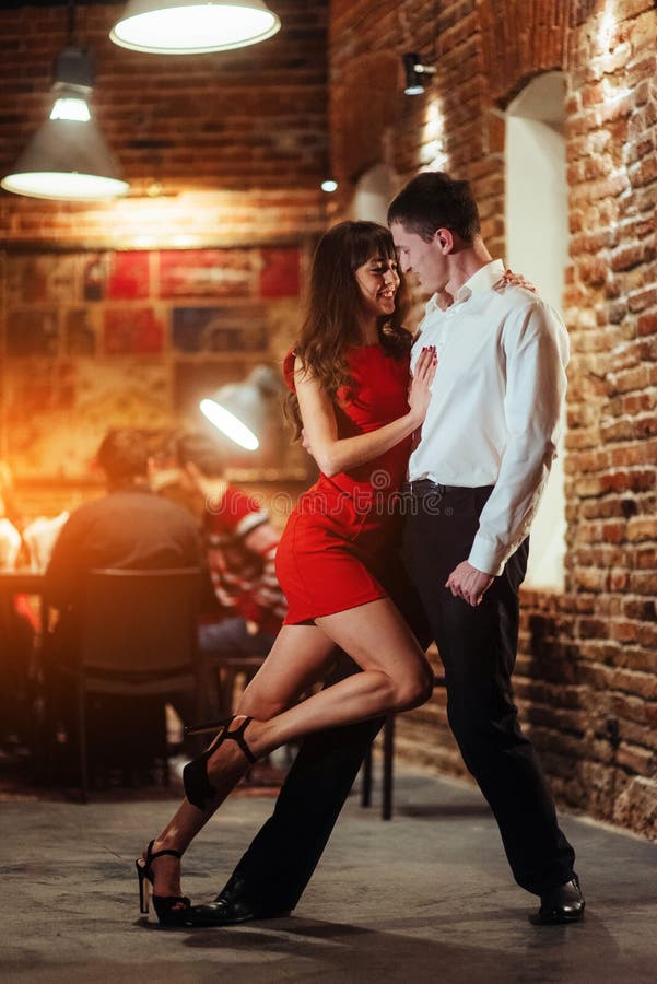 Young Couple Dancing Latin Music: Bachata, Merengue, Salsa. Two ...