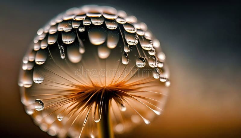 A Dandelion with Drops of Water on it S Top and a Dark Background with ...