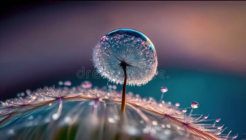 A Dandelion with Drops of Water on Top of Stock Illustration ...