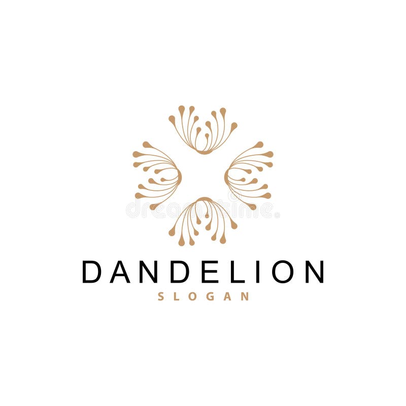 Dandelion Flower Logo Design Simple Vector Minimalist Symbol Template ...