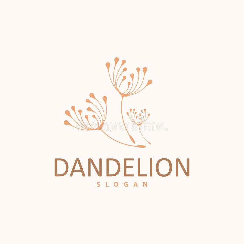 Dandelion Flower Logo Design Simple Vector Minimalist Symbol Template ...