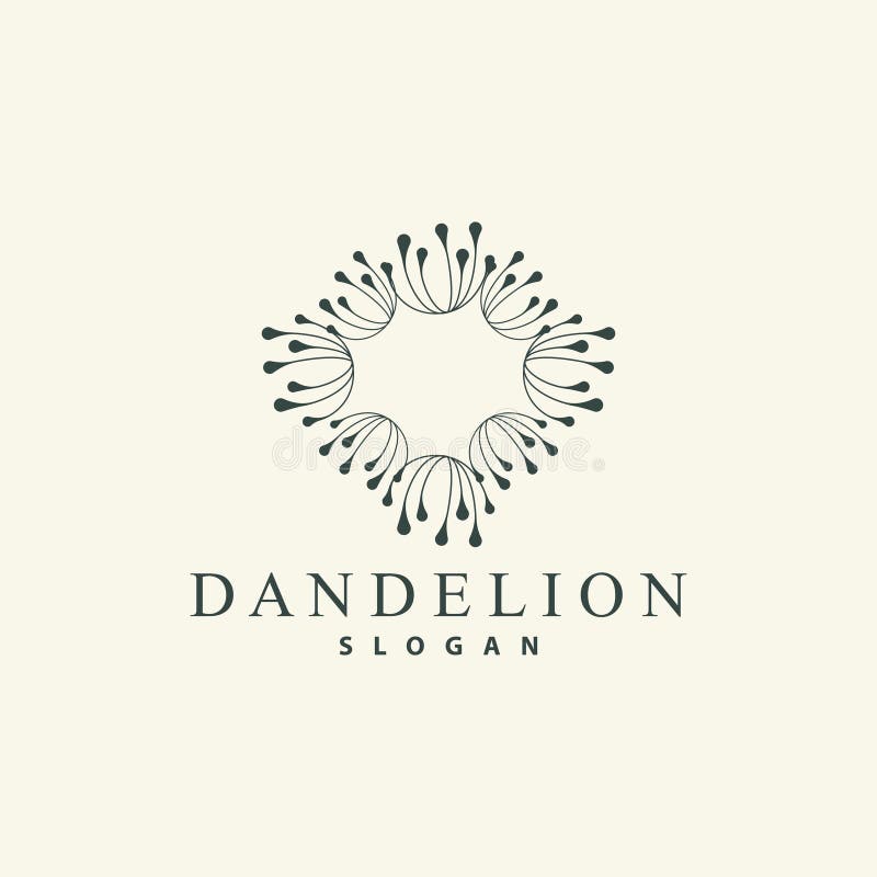 Dandelion Flower Logo Design Simple Vector Minimalist Symbol Template ...