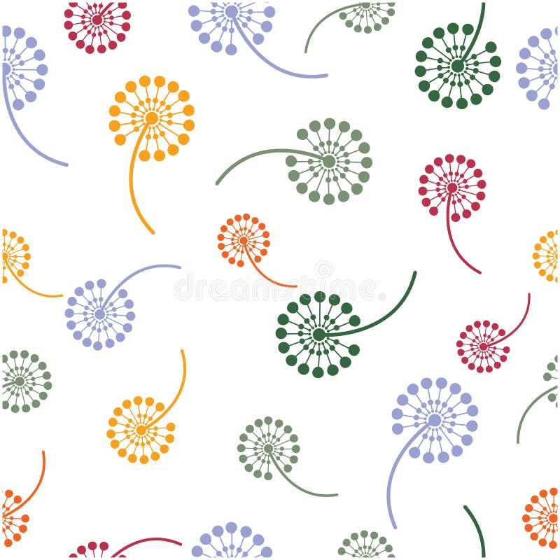 Dandelion Flower Seamless Background Stock Vector - Illustration of ...