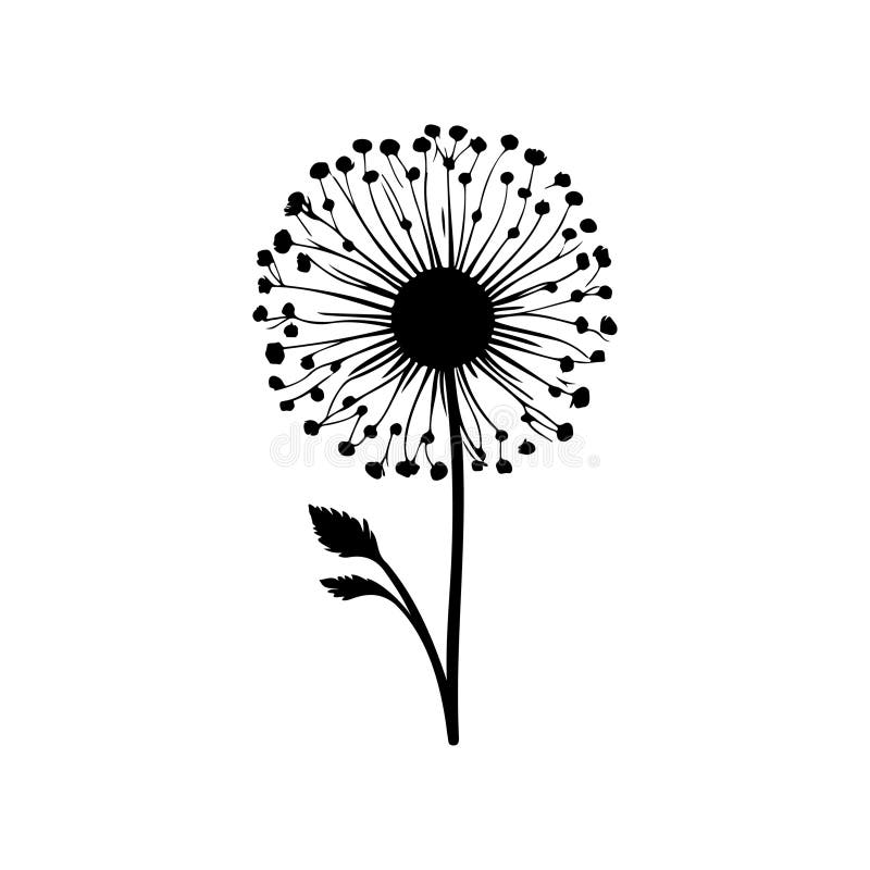 Dandelion Icon Hand Draw Black Colour Flower Logo Symbol Perfect Stock ...