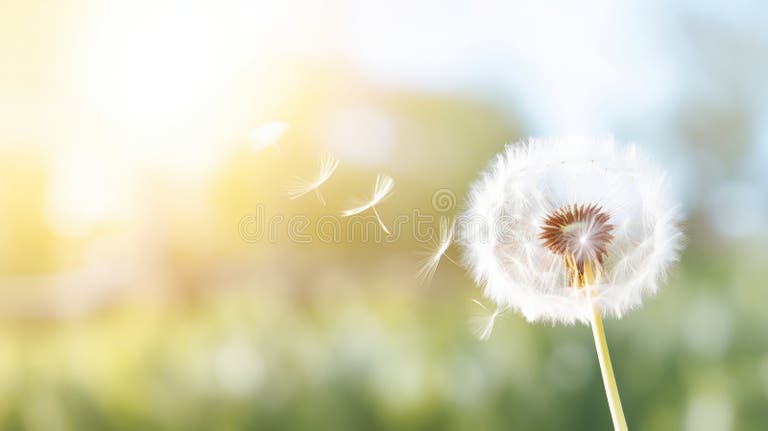 Dandelion on a Light Horizontal Clean Background Stock Illustration ...