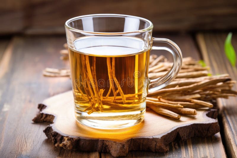 Dandelion Root Tea in a Clear Glass Stock Image - Image of glass, root ...