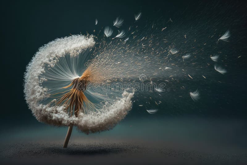 Dandelion Seed Going Airborne in the Wind Stock Image - Image of ...