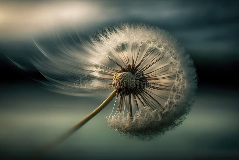 Dandelion Seed Head Floating in the Wind Stock Illustration ...