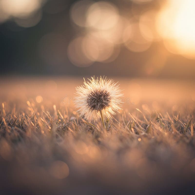 Dandelion Seed Head in Golden Sunset Light Stock Illustration ...
