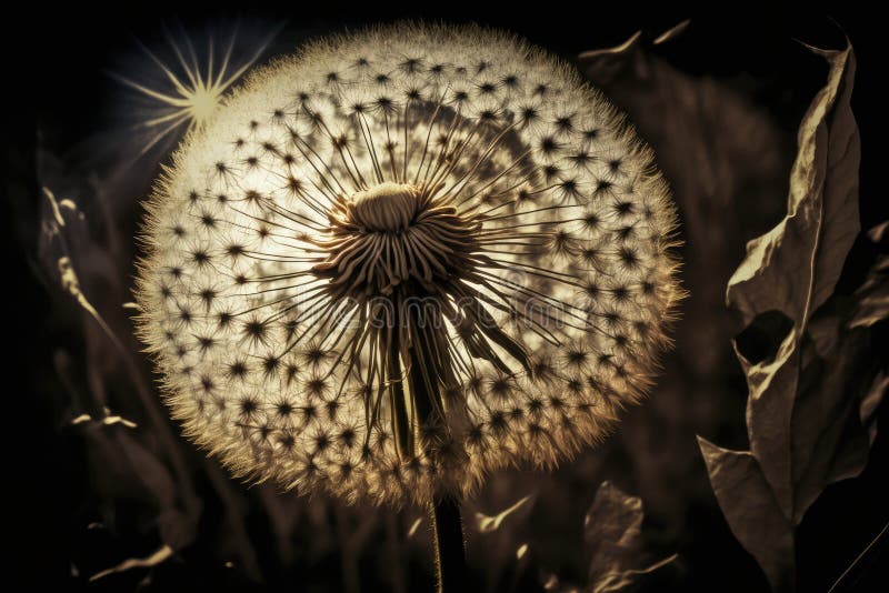 Dandelion Seed Head with Light and Shadow on a Summer Day Stock Photo ...