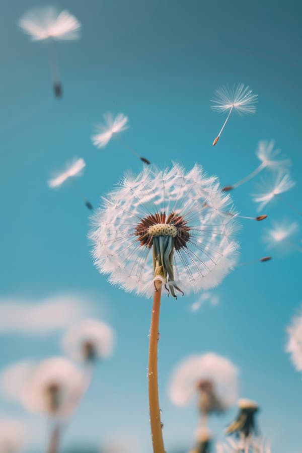A Dandelion with Seeds Blowing in the Wind. Suitable for Nature and ...