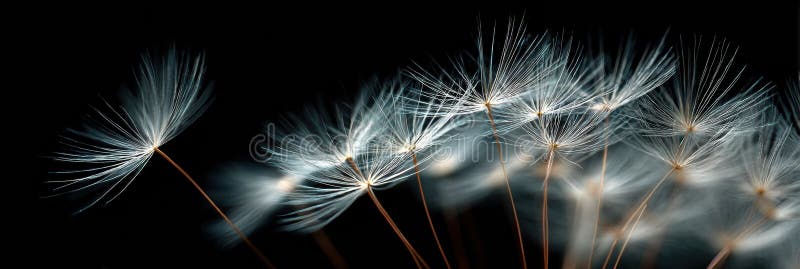 Floating Dandelion Seeds Illuminated by Soft Backlight Create a ...