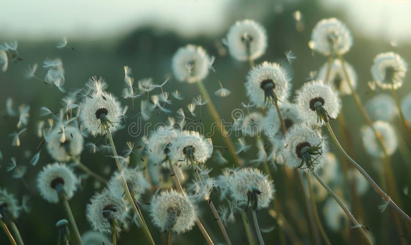 Dandelion Seeds Floating on the Wind Stock Photo - Image of foliage ...