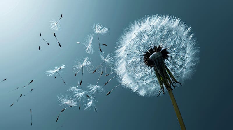Dandelion Seeds Flying in the Wind. 3d Rendering Stock Illustration ...