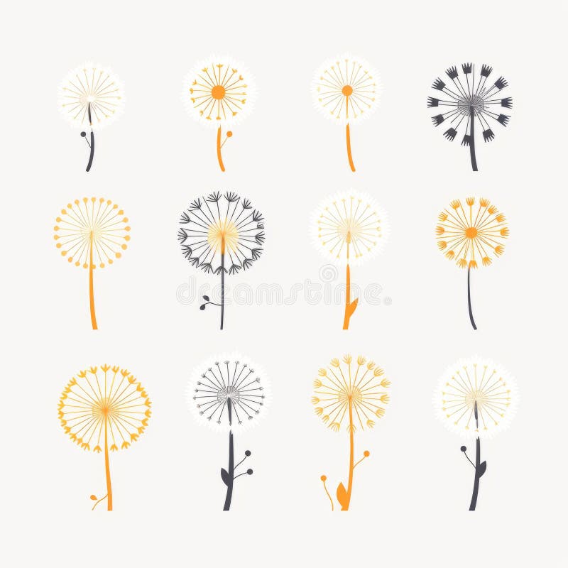 Minimalistic Dandelion Set Vector Svg Animation Asset Stock ...