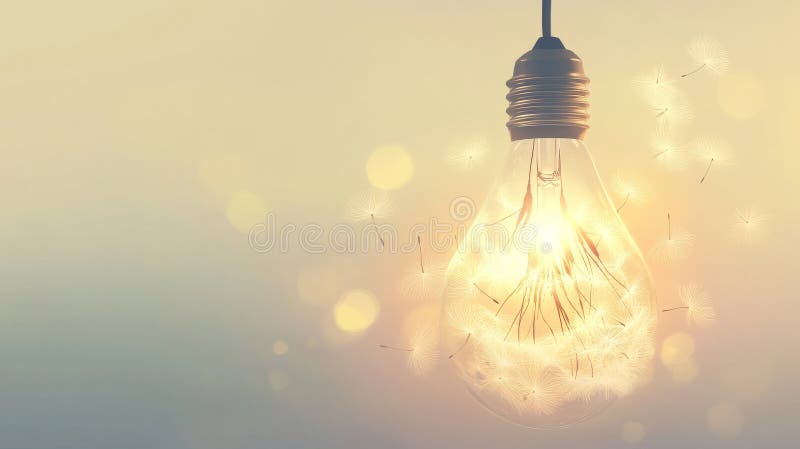 Dandelion Shaped Light Bulb in Soft Pastel Lighting, Innovation and ...