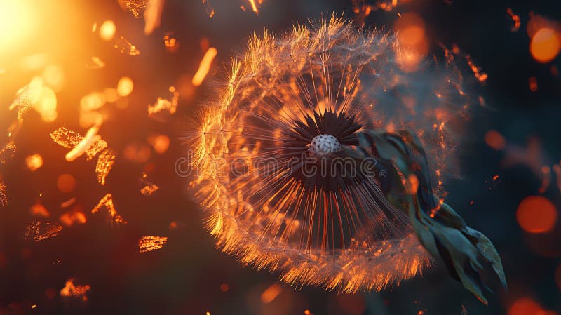 Dandelion Wind Realistic Cinematic Light Sharp Focus Stock Photos ...