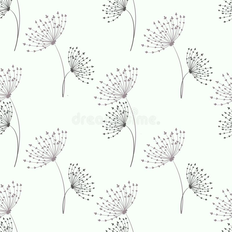 Dandelions Blowing Seamless Pattern Wallpaper Stock Illustration - Illustration of flying, wind ...