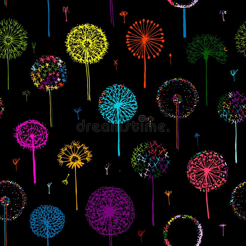 Dandelions, Seamless Pattern for Your Design Stock Vector ...