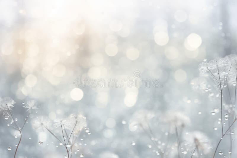 Dandelions in the Snow with Bokeh Effect Stock Illustration ...