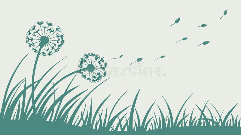 Dandelions in Wind, Nature Freedom and Spring Breeze Vector Design ...